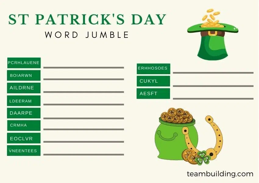 St Patrick's Day Activities, Games, and Ideas for Adults at Work