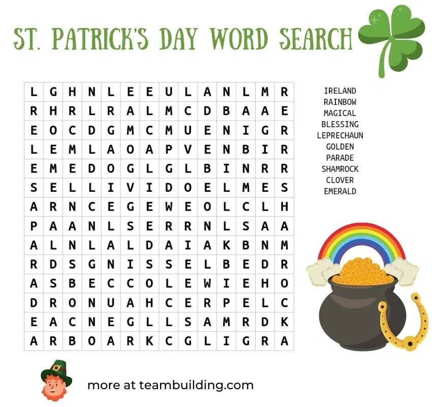 St Patrick's Day Activities, Games, and Ideas for Adults at Work